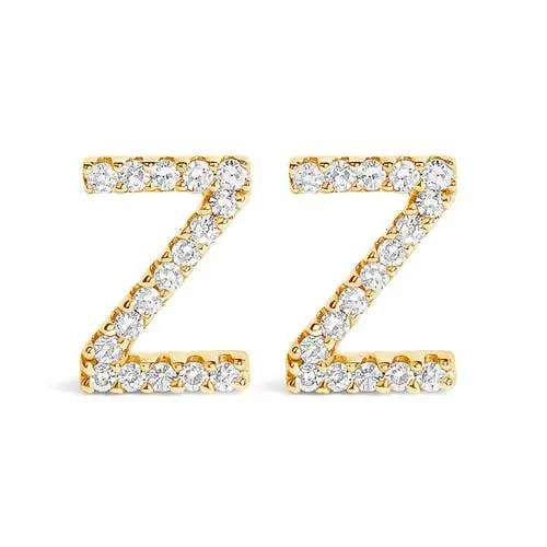 HAUS OF BRILLIANCE 10k Gold 1/10 Cttw Diamond Initial Stud Earring - Yellow Gold | Z